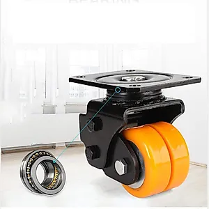 Chair Castors,Swivel Caster Wheels,Yellow Swivel Gate Wheel Polyurethane Plate Caster Fence Hardware,Heavy Duty Double Wheel,Scalable Double Spring Loaded,Secondary Shock Absorption,Plane Bearing,for