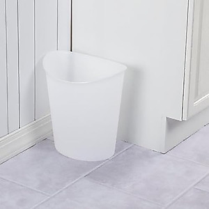 JOEY'Z 3 Gallon Modern Oval Trash Can with Curved Rim - Clear, Plastic, Bathroom, Bedroom, Dorm Room, Kitchen, Office Use