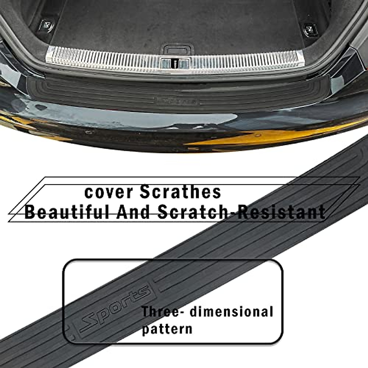 Ajxn 1 PC Car Rear Bumper Protector 35"*2.75", Car/SUV Universal Rubber Anti-Scratch Trunk Exterior Accessories（Black #1）