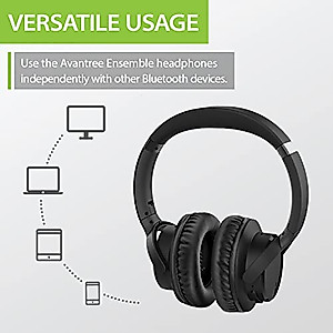 Avantree Ensemble - Wireless Over-Ear Headphones for TV Watching with Universally Compatible Bluetooth 5.0 Transmitter & Charging Dock, 35hr Audio Playtime, and No Lip-Sync Delay