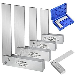 Machinist Square Set 2, 3, 4, 5 Inch, Atarvana Mechanical Steel High Precision Square, Harden Carbon Steel Engineer Square, 90 Degree Wide Base Square, L-Type Right Angle Ruler Tool for Woodworking