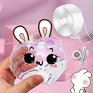 2Pcs Transparent Creative Nano Tape Bubbles, DIY Multiple Play Methods Intellectual Development Nano Tape Kneading Toys, Double Sided Nano Tape Elastic Bubble DIY Craft Kit, Party Supplies, Bubbles