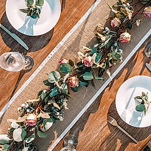 CEWOR 3 Pack Artificial Eucalyptus Garland 146 Leaves Greenery Silk Leaves Vines Artificial Silver Dollar Eucalyptus Plants for Wedding Party Home Decoration