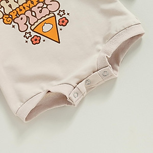 YINGISFITM Newobrn Baby Girl Halloween Outfit Long Sleeve Crewneck Sweatshirt Romper Pumpkin Pie Onesie Cute Fall Clothes (Pumpkin Pie Beige, 3-6 Months)