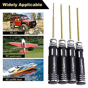 Hobbypark 1.5mm 2.0mm 2.5mm 3.0mm Hex Screw Driver Set Titanium Hexagon Screwdriver Allen Wrench Tool Kit for RC Car Multi-Axis FPV Racing Drone RC Quadcopter Helicopter Models