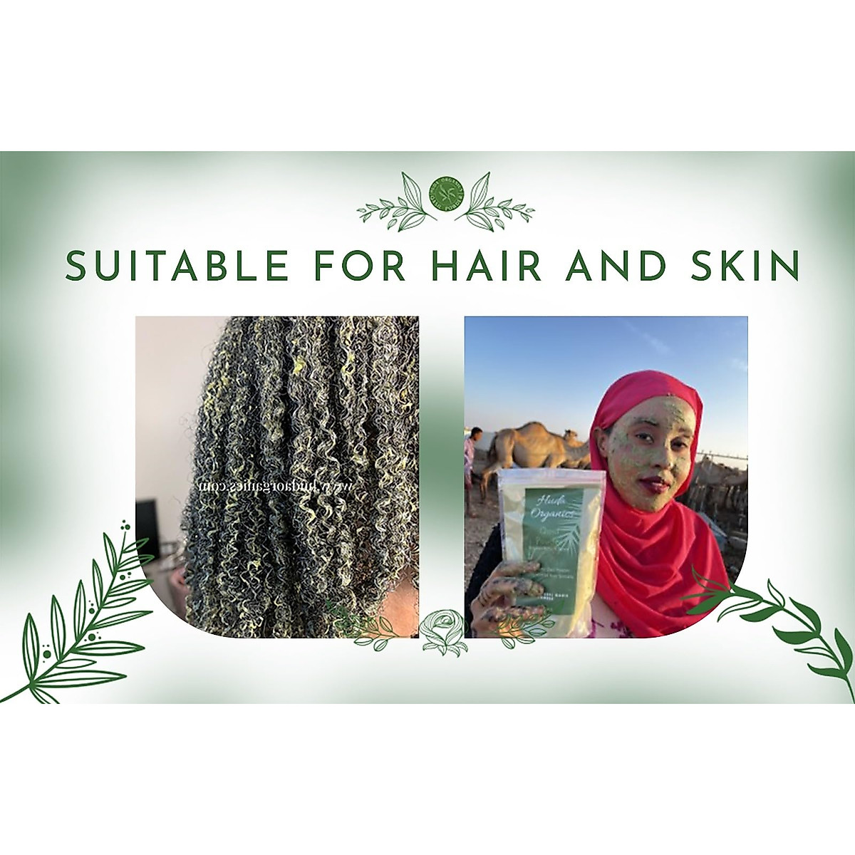 Hud Organics Qasil Powder 70 grams - Antient Somali Beauty Secret, Natural Multi-Purpose Deep Cleansing Mask for Face Hair Body Brightens Detoxifies Helps with Acne, Provides Clear Glowing Skin