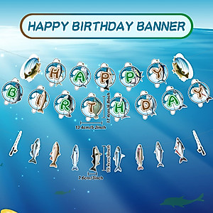 Outus 77 Pcs Gone Fishing Party Decorations Adult Fishing Birthday Party Decoration Include Banner Gone Fishing String Hanging Banner Pom Pom Flowers Hanging Swirls Latex Balloons Cupcake Topper