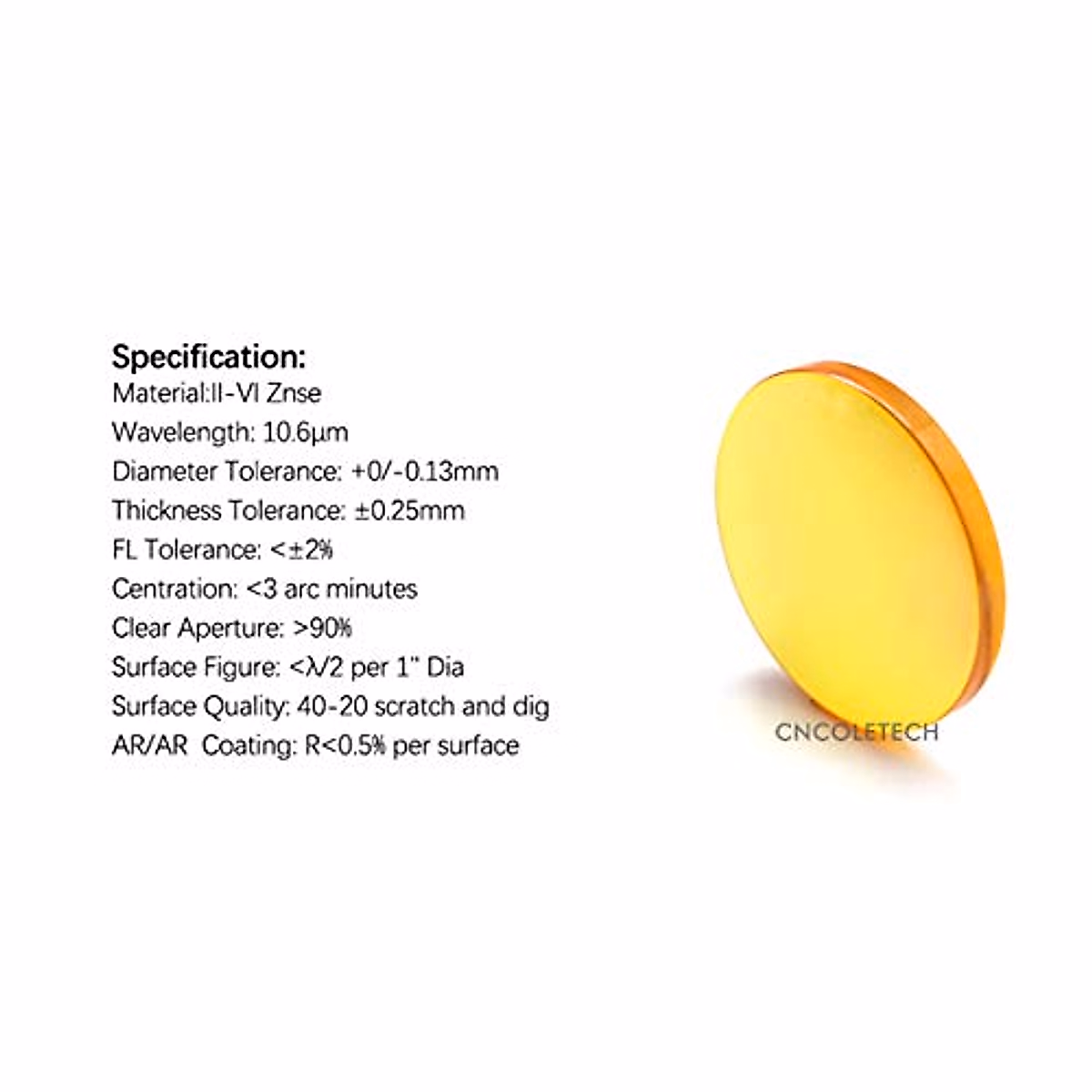 CNCOLETECH CO2 Laser Lens Dia:20mm FL:2" or 50.8mm Laser Mirror CVD ZnSe Focus Focal Lens for CO2 Laser Engraving Cutting Engraver/Cutter 40W-200W