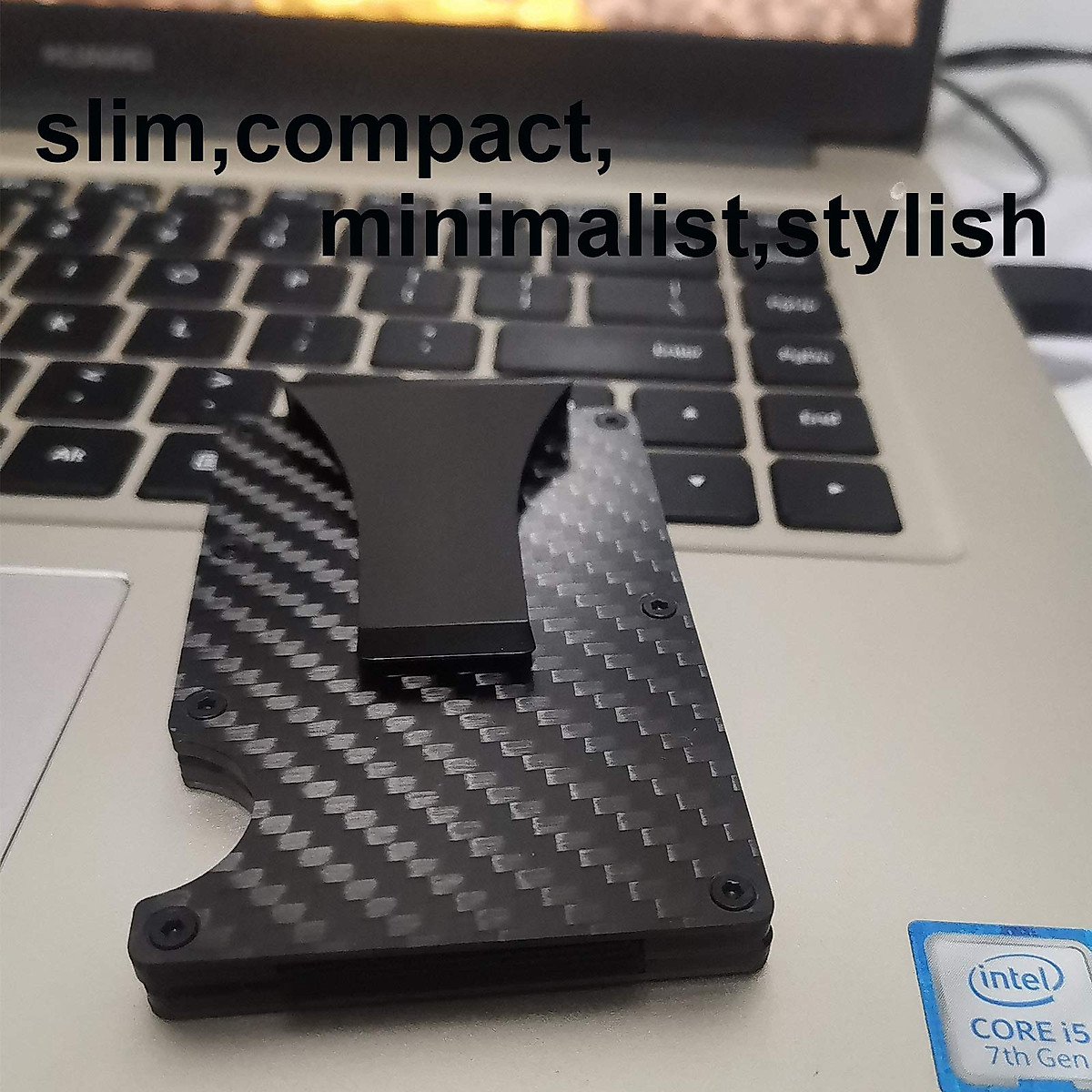 FOCUS REVISION Carbon Fiber Wallet with Money Clip - RFID Blocking - Minimalist Card Holder - Slim wallet - for Travel - for Men and Women's Gift,(black)