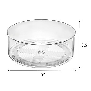 G.a HOMEFAVOR 2 Pack Lazy Susan 9" Clear Plastic Turntable Organizer Rotating Spice Rack Kitchen Storage Cosmetic Makeup Organizers for Pantry, Countertop, Fridge, Shelf, Vanity, Bathroom