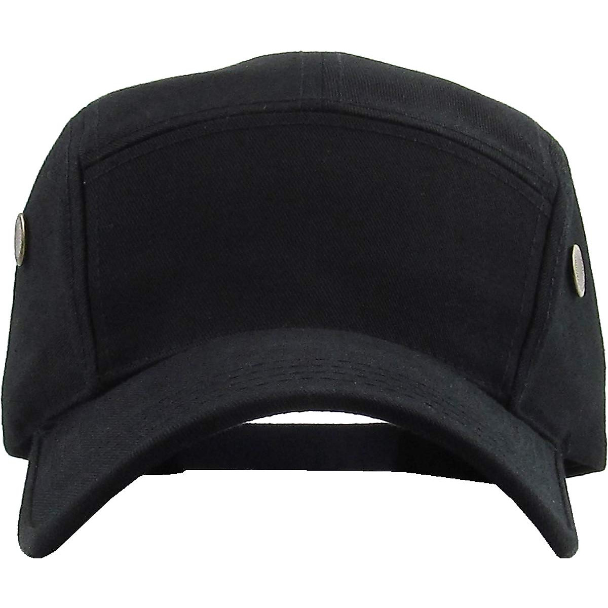 KBK-1455 BLK Five Panel Solid Color Unisex Adjustable Army Military Cadet Cap