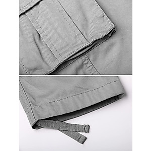 OCHENTA Men's Military Cargo Pants with 8 Pockets, Relax fit Casual Work Combat Outdoor Slacks Light Grey 38