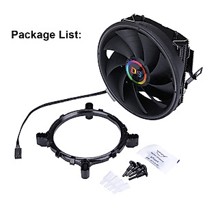 DS 120MM CPU Cooler for PC Case, Black Aluminum Extrusion CPU Cooling LED Fan for Computer Case, Compatible with Intel LGA 1366 1156 1155 766 (Static RGB Fan, C Series)