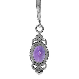 Silvershake 2.14ct. Natural African Amethyst 925 Sterling Silver Balinese Style Leverback Dangle Earrings