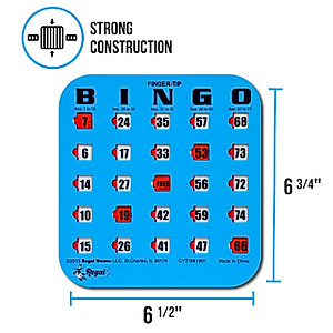 Regal Bingo Bulk Bingo Cards with Sliding Windows - Reusable Large Print Bingo Game Cards for Adults Large Group - 10 Pack, Blue