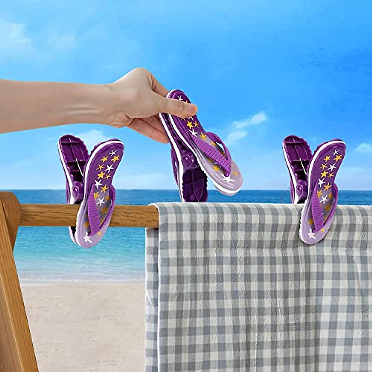 2 Pack Beach Towel Clips Strong Beach Chair Hanger Clips Clothes Clips Large Novelty Sunbed for Lanyards Beach Chairs Deck Patio Pool Boat Cruise Lounge Accessories Must Haves Ship Cards