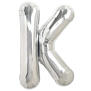 TONIFUL 40 Inch Large Silver Letter K Balloons Helium Balloons,Foil Mylar Big Letter Balloons for Birthday Party Anniversary Supplies Decorations