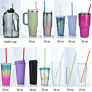 ALINK 13 inch Reusable Plastic Straws, Extra Long Colorful Tritan Tumbler Replacement Straws for Stanley Cups, 1 Gallon, 64/40/ 32 oz Water Bottles, Set of 10 with Brush