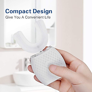 Lebond Electric Ultrasonic Toothbrush, Automatic 360 ° Ultrasonic Electric Toothbrush, Cold Tooth Whitening Instrument Automatic Toothbrush,Electric Sonic Toothbrush for Adults (White)