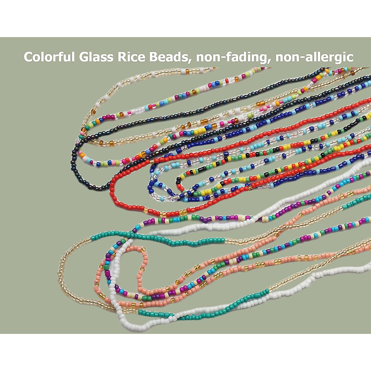 RICHRAIN Bulk Wholesale Waist Beads Body Chain African Belly Jewelry for Women (100PCS Mixed)