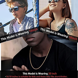 Andsion Solid 18k Gold Plated Necklace Over Rope Chain for Men，1.5MM Dainty Shiny Sturdy Women's Upgraded Lobster Clasp Rope Chain Necklace Italian Quality 20 Inch Choker Length