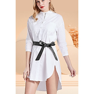 TeeYee Women Obi Belt Fashion Solid Color PU Leather 1.8 In Wide Waist Band 67 In in Extra Size (Black, Large)