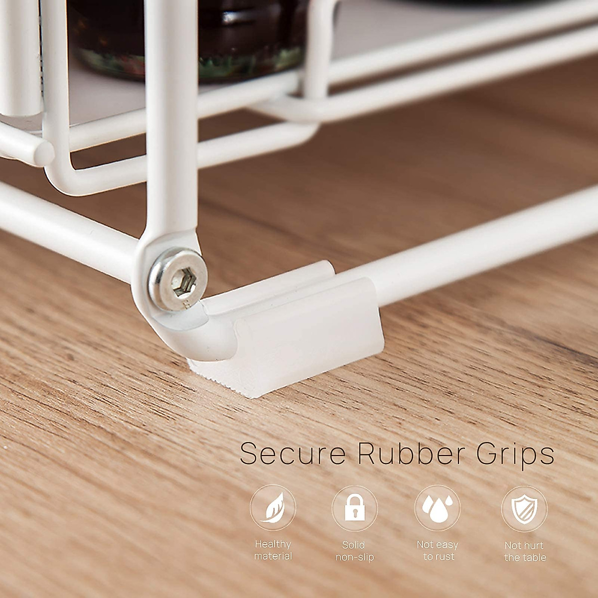 MAXCOOK 2 Tier Sliding Cabinet Basket Organizer Multifunctional Storage Organizer Holder, Under Sink Pull Out Organizer for Cabinet –Sliding Drawer Shelf, Size 8.7W x 14.6D x 18.5H(Inch)