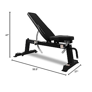 CAP Barbell Deluxe Utility Weight Bench, Full Black, Square Backpad (FM-CS804DX-BK)