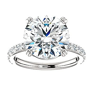 5 CT Round Colorless Moissanite Engagement Ring 925 Sterling Silver, 10K 14K 18K Solid Gold Wedding Band Eternity Solitaire Ring Vintage Antique, Anniversary, Promise Gift Her (moissanite)