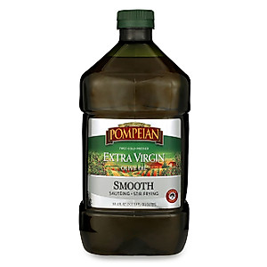 Pompeian Smooth Extra Virgin Olive Oil, Contains Polyphenols, First Cold Pressed, Mild & Delicate Flavor, Perfect for Sauteing & Stir-Frying, Naturally Gluten-Free, Non-GMO, 101 Fl Oz, Single Bottle