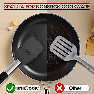 Unicook Flexible Silicone Spatula, Turner, 600F Heat Resistant, Ideal for Flipping Eggs, Burgers, Crepes and More, Small