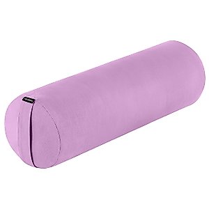 Retrospec Sequoia Yoga Bolster Pillow - Meditation Cushion for Yoga Practices - Includes Machine Washable 100% Cotton Cover & Durable Carry Handle; Round, Wisteria