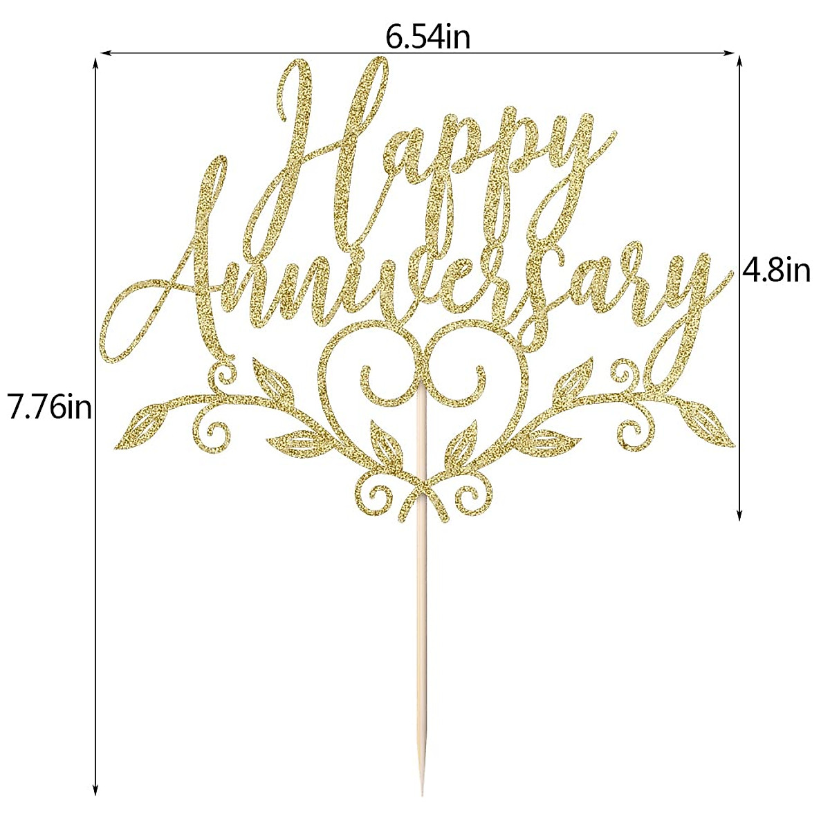 Sodasos Glitter Happy Anniversary Cake Topper,Wedding Anniversary Cake Toppers, Happy Anniversary Party Decorating supplies (gold)