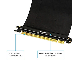 SinLoon PCI-E Express X16 Riser Extend Card PCIE 3.0 Cable Card Extension Port Adapter High Speed Riser Card Compatible with GTX RTX Series, Radeon Series Graphics Card (Balck 100mm)