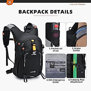 SKYSPER Small Hiking Backpack - 15L Travel Daypack Lightweight Bag Water Resistant Hiking Backpacks for Women Men
