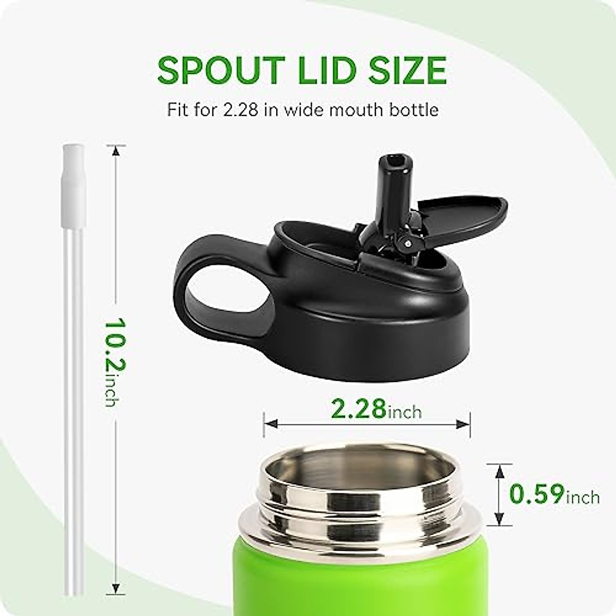 Prurex Straw lid for Hydro Flask 12-64 oz Wide Mouth,Replacement Lid with Straw for Hydroflask/Thermoflas/Iron Flask/Takeya/Simple modern 2.28"Wide Mouth Bottles（1 pack)