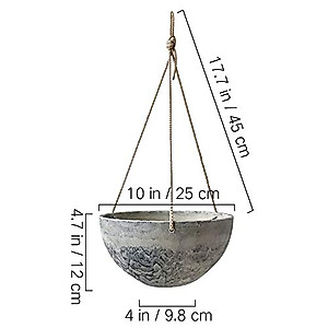 LA JOLIE MUSE Hanging Planter Flower Plant Pots - 10 Inch Indoor Outdoor Balcony Patio Hanging Basket Set of 2, Marble Pattern