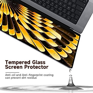 ANTOGOO V Removable Tempered Glass Screen Protector for 2023-2024 Apple Macbook Air 15.3 Inch M2/M3 Chip, 9H Hardness, No Bubbles or Lines, Anti-Scratch, Anti-Fingerprint, Clear