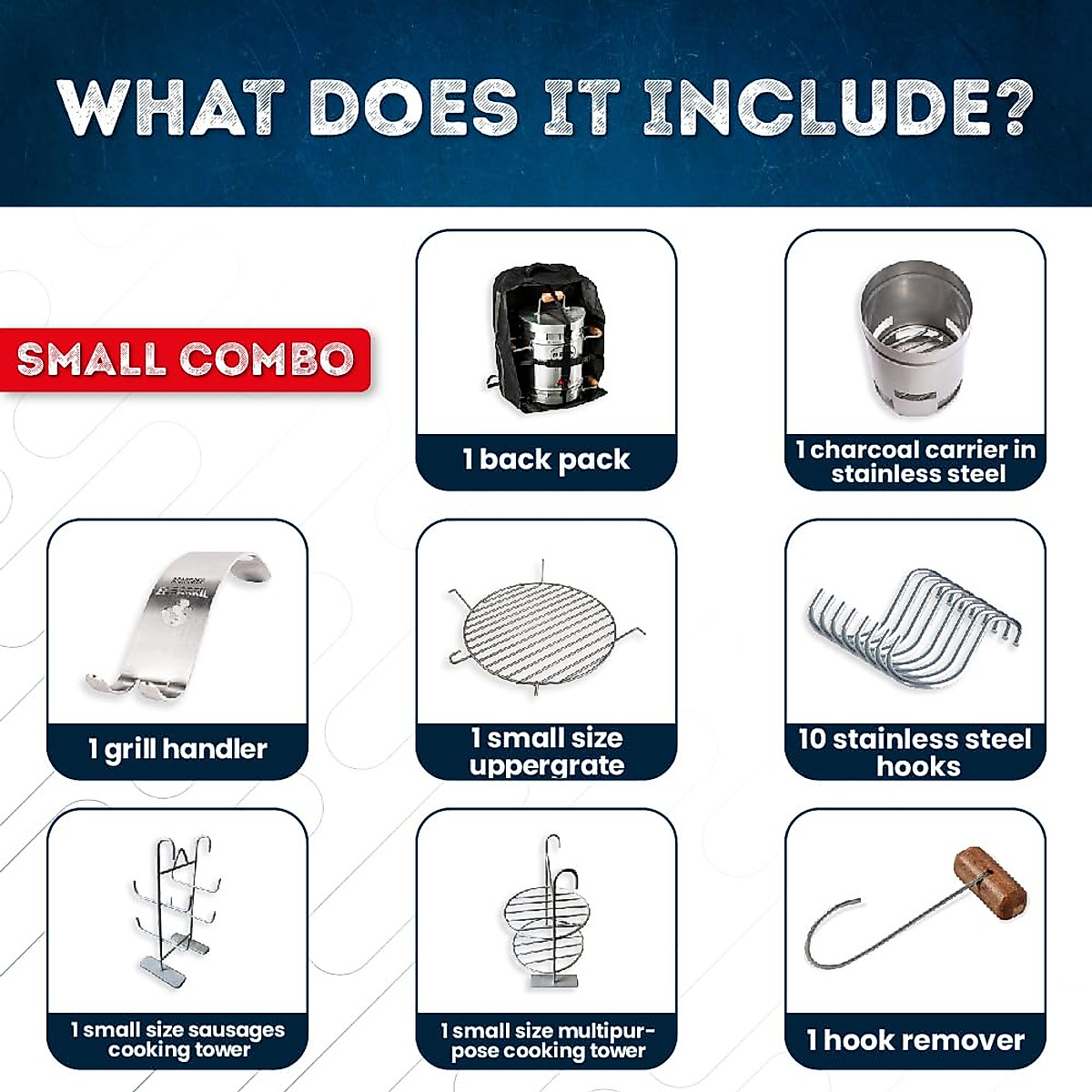 EL BARRIL Grill & Smoker Barrel SMALL Basic Combo| 100% Stainless Steel Barrel with 4 accessories| You can Grill, Smoke, Roast and Bake| Smokeless, Even Heat Distribution & Perfect for Your Meats