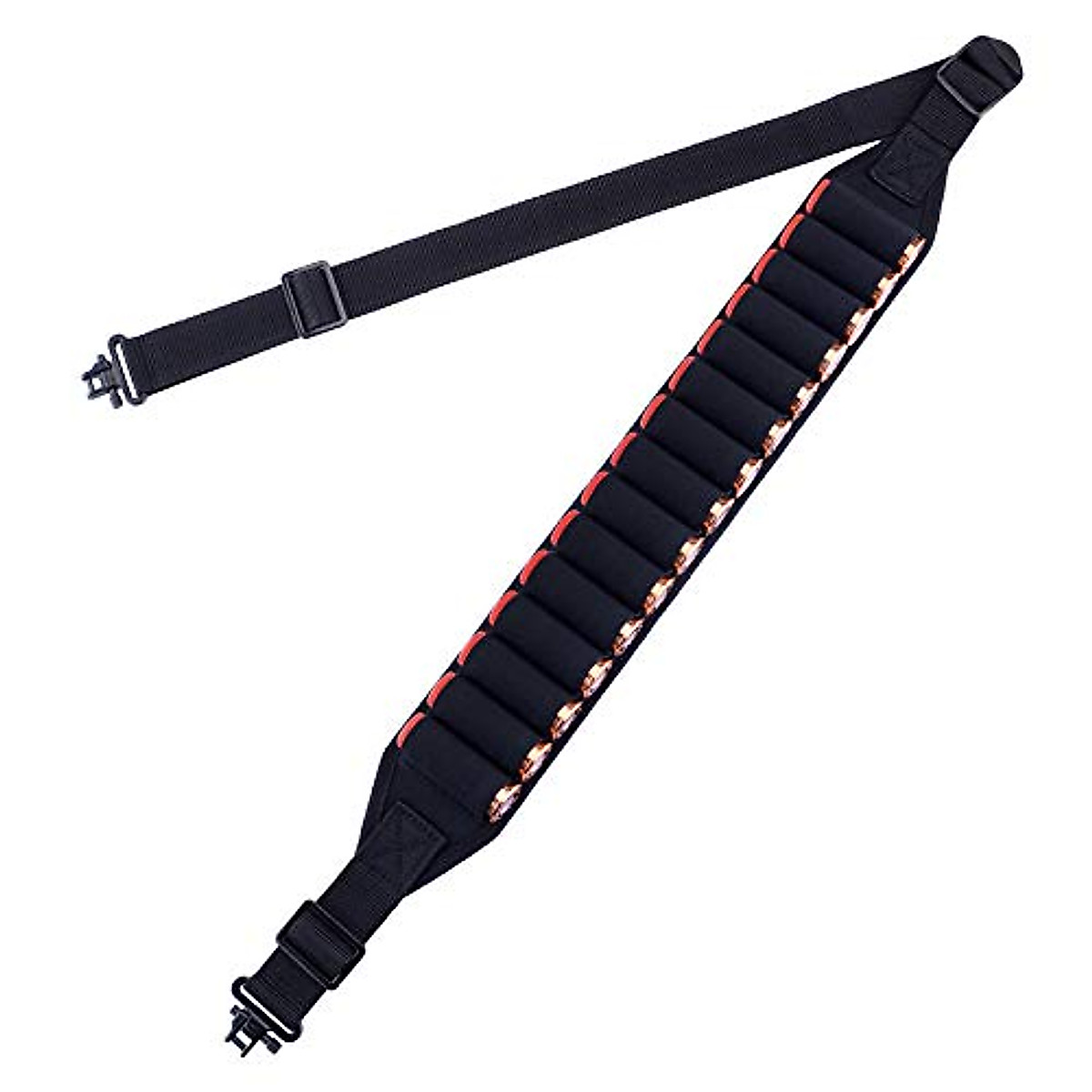BOOSTEADY Black Shotgun Sling with Shell Holder, 2 Point Non-Slip Adjustable Ammo Sling for Shotgun - Holds 15 Shells