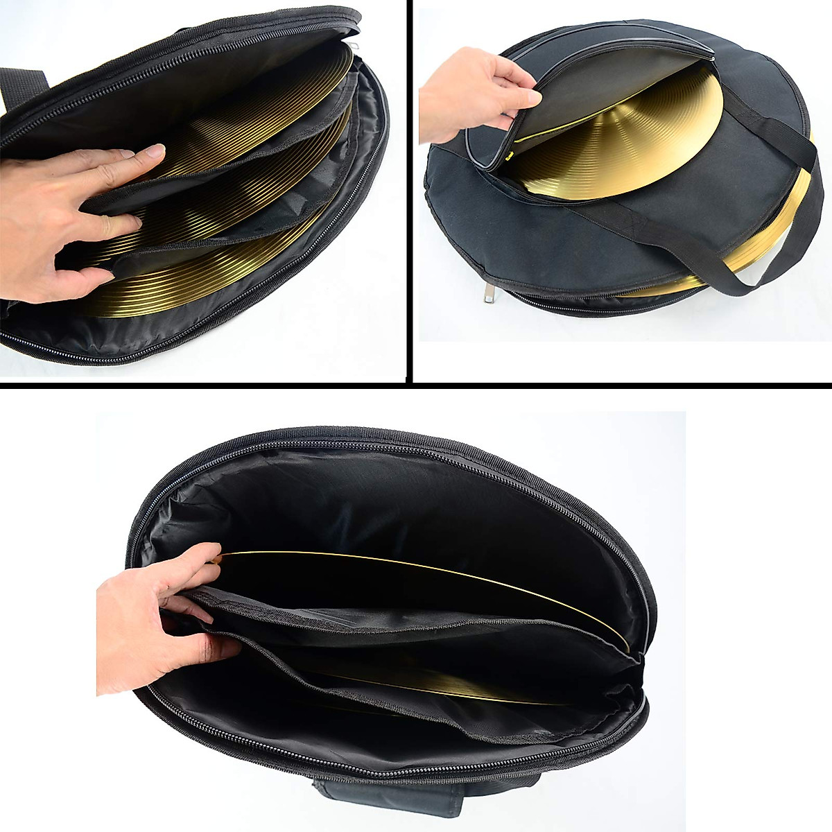 AKOZLIN 21" Cymbal Gig Bag with Carry Handle,5mm thick Padded cotton for perfect protection, Great for Dust-proof and waterproof Storage（Black)