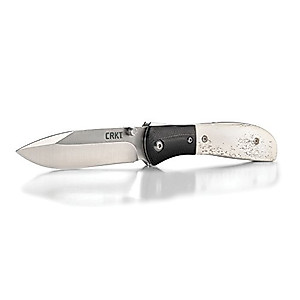 CRKT M4-02 EDC Folding Pocket Knife: Assisted Opening Everyday Carry, Satin Blade, Thumb Stud, Liner Lock, G10 Bolster, White Bone Handle, Pocket Clip