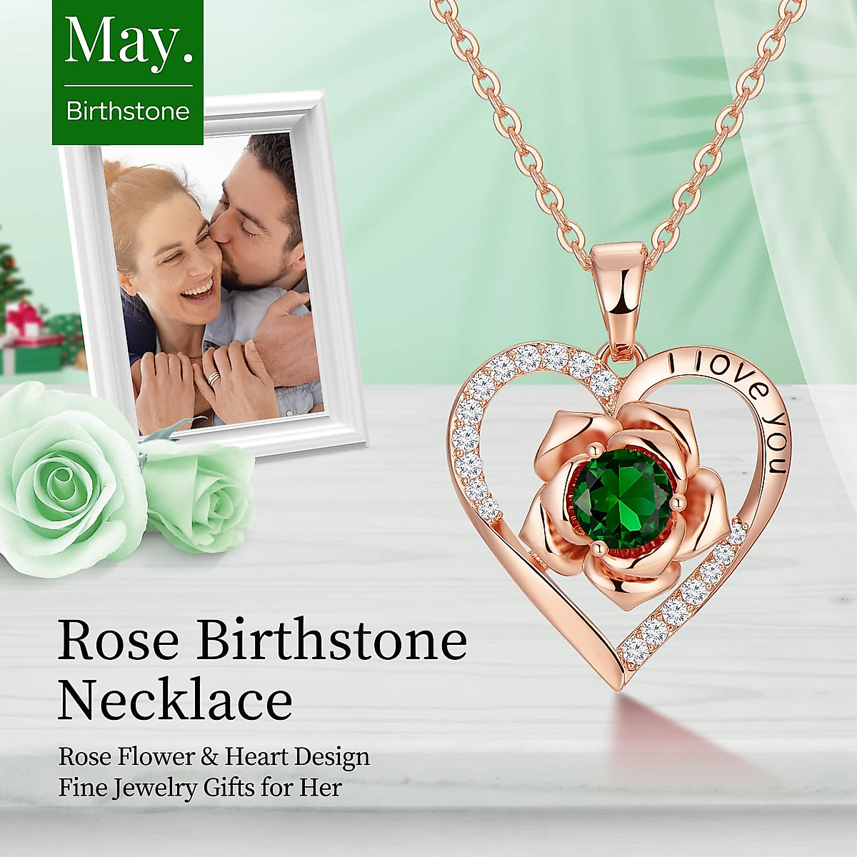 DFUNH Jewelry for Women Anniversary Necklace Gifts for Wife Rose Gold Necklaces for Women Birthday Gifts for Girlfriend Wife Christmas Gifts Mothers Day Valentines Day Gift for Her Wife