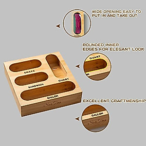 Ziplock Bag Storage Organizer, Kitchen Zip Lock Bag Container Organizer, Bamboo Ziploc Bag Organizer, Sandwich Bag Organizer for Drawer, Ziploc Bag Storage Organizer - Compatible with Most Ziploc Bag