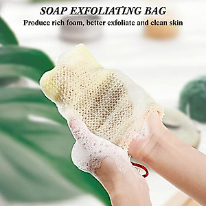 Shappy 8 Pieces Soap Saver Pouch Bar Bags Exfoliating Net Mesh for Shower Holder Bubble Foam Pocket Women Men Girls (Beige, Blue, Purple, Pink), Count (Pack of 1)