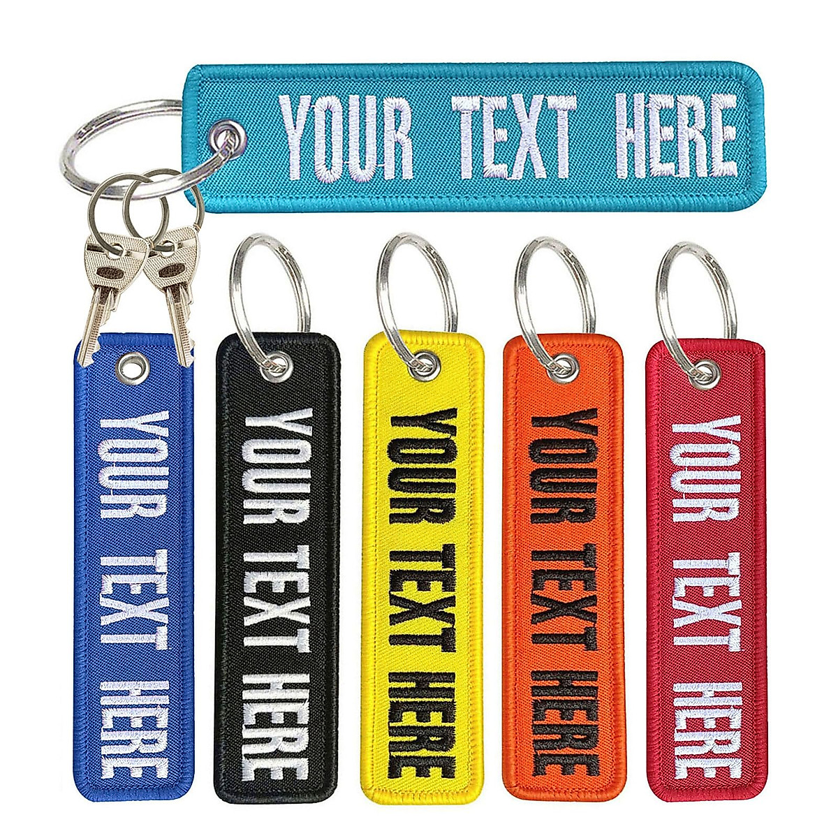 ssass Personalized Keychain, Custom Embroidery Double Sided Text Keyring, Unique Gift Keychain for Men/Women Motorcycle Scooter Car