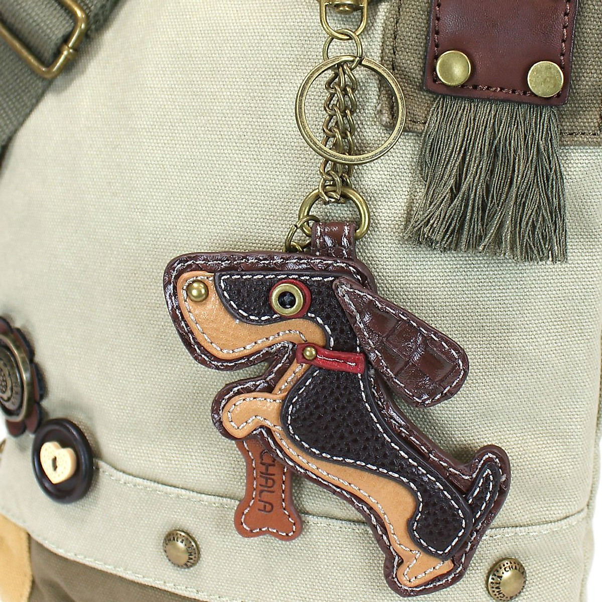 CHALA Patch Crossbody Bag Weiner Dog Dachshund Multi-color (Sand)