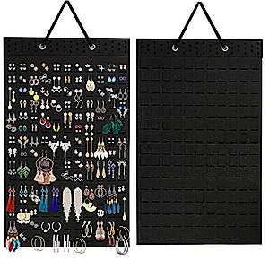 Hanging Earrings Organizer,  beifvv Soft Felt Earring Display Holder Storage Holder Holds up to 300 Pairs,wall mounted earrings holder display hanging on walll /door for women &girls(Black 1pcs)