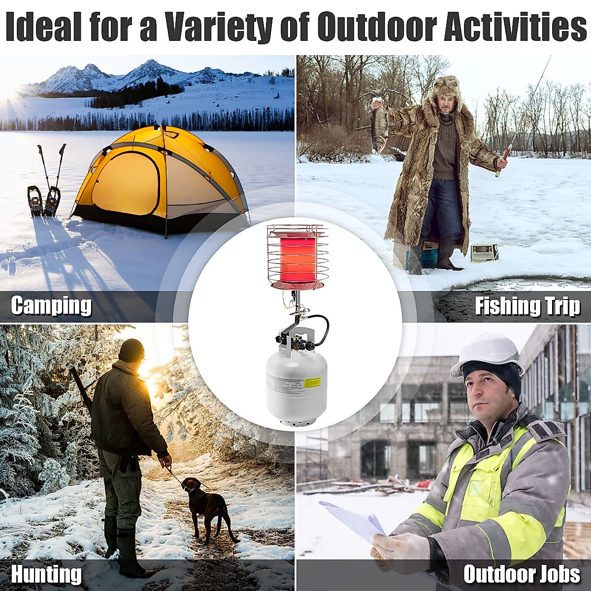 COSTWAY 360 Degrees Propane Tank Top Heater, 35,000-42,000 BTU Portable Propane Heater with Safety Shut-off and Tip-over Switch, CSA Certification for Outdoor, Camping (Propane Cylinder not Included)