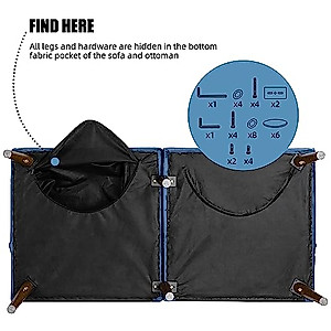 Shintenchi 60" Small Loveseat, 3 in 1 Cute Convertible Sofa Bed, Modern Futon Recliner Sleeper w/2 Cup Holder, Upholstered Folding Couch for Small Space, Blue